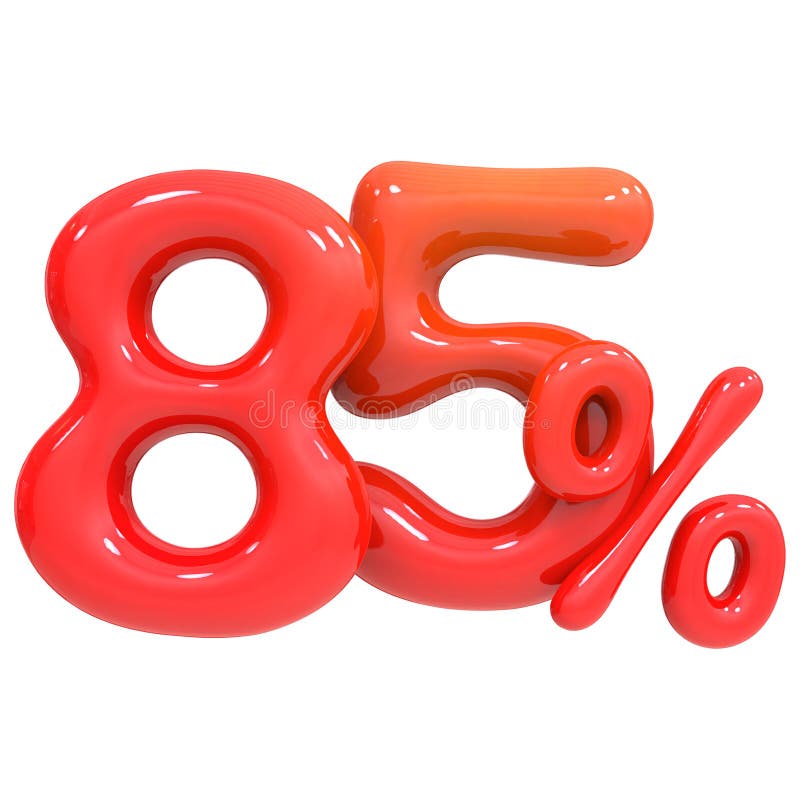 85 Percent Number Gradient 3D with White Background Stock Illustration ...