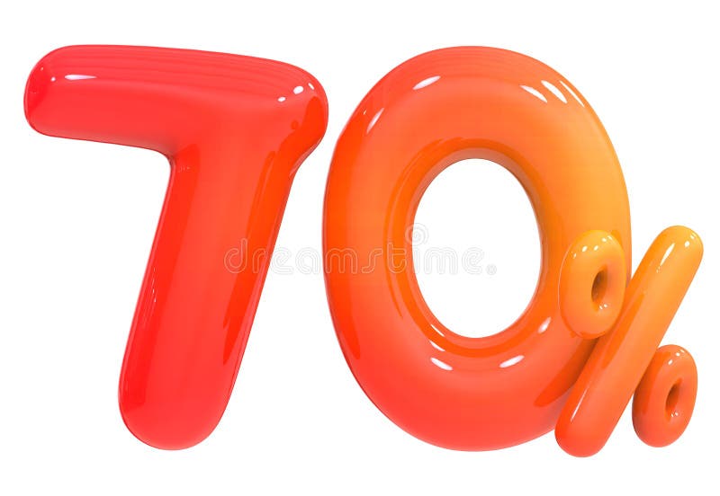 70 Percent Number Gradient 3D with White Background Stock Illustration ...