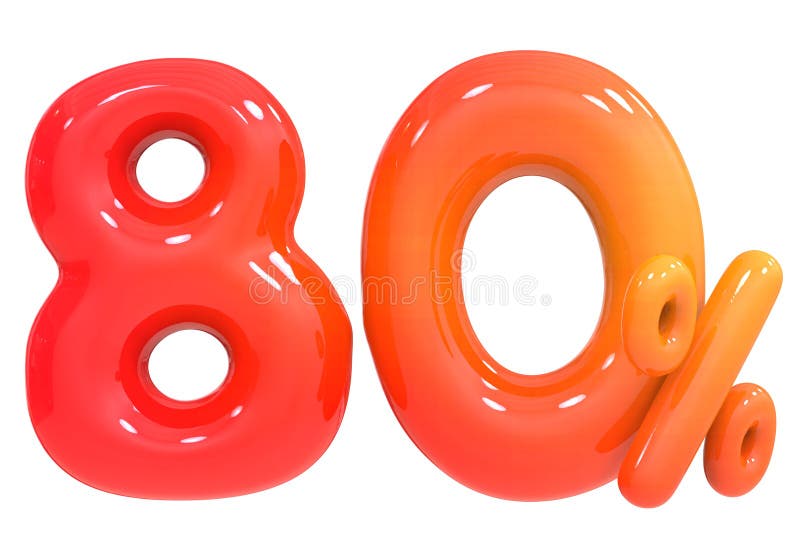 80 Percent Number Gradient 3D with White Background Stock Illustration ...