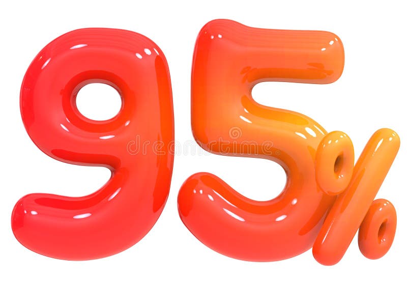 95 Percent Number Gradient 3D with White Background Stock Illustration ...