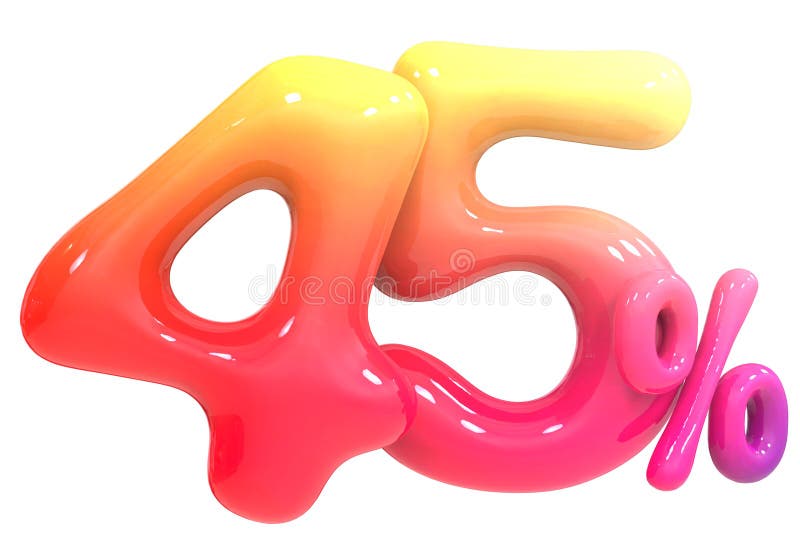 45 Percent Number Gradient 3D with White Background Stock Illustration ...