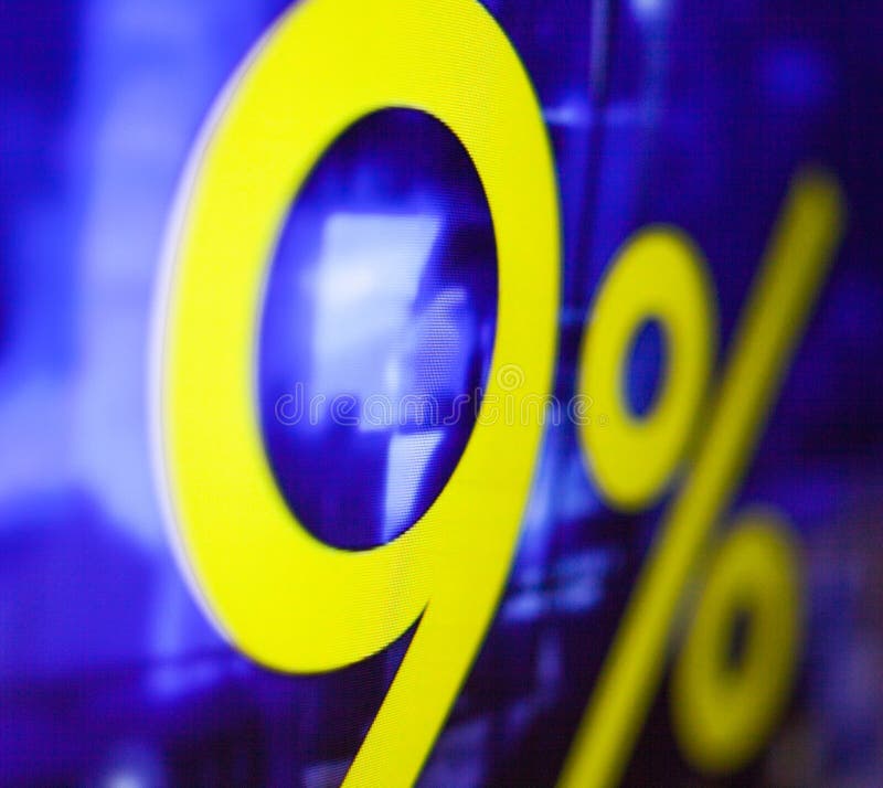 9 Percent. Number on the Screen Stock Photo - Image of numeral ...