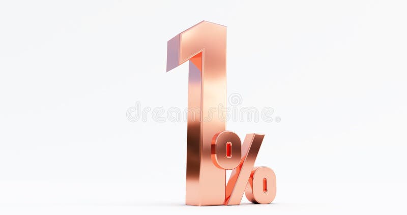 1 Percent Off, Bronze One Percent Isolated on a White Background Stock ...
