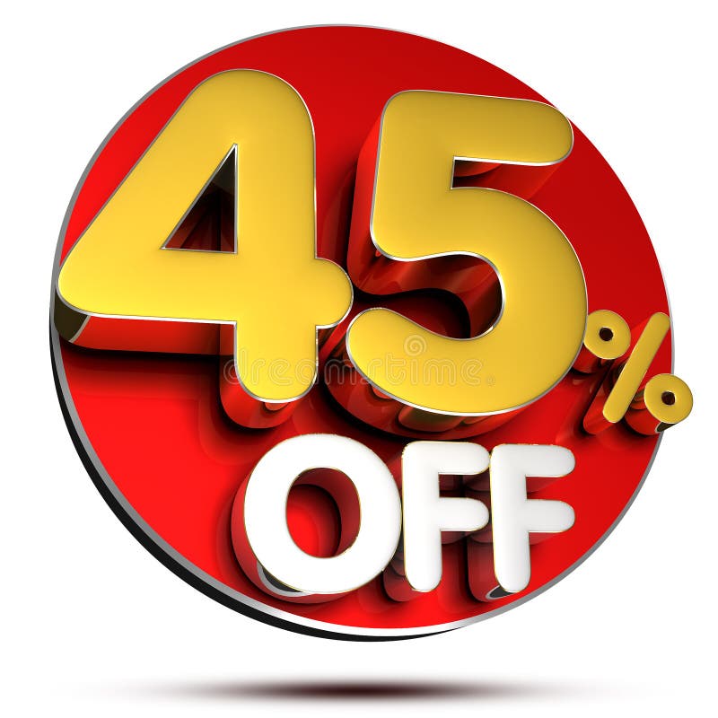 45 Percent Off 3D.with Clipping Path. Stock Illustration - Illustration ...
