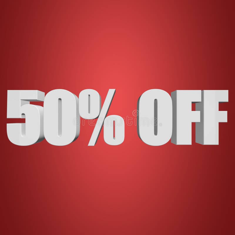 50 Percent Off 3d Letters on Red Background Stock Illustration ...