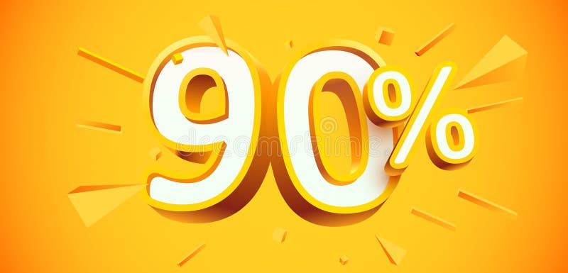 90 Percent Off. 3d Number 90. Sale Banner Stock Vector - Illustration ...