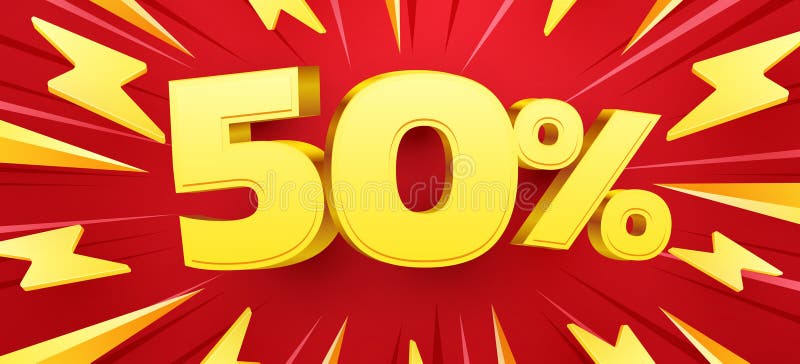 50 Percent Off. 3d Number 50. Sale Banner Stock Illustration ...