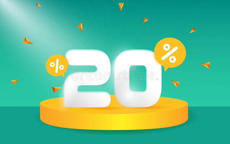 20 Percent Off. Discount Creative Composition. 3d Sale Symbol with ...