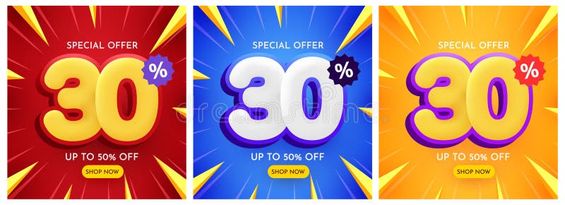 30 Percent Off. Discount Creative Composition. Mega Sale Stock Vector ...