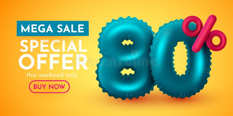 80 Percent Off. Discount Creative Composition Stock Vector ...