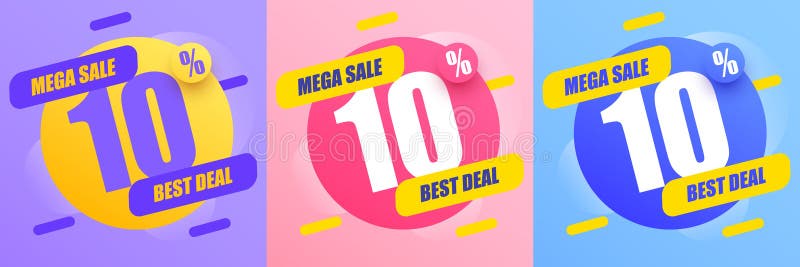 10 Percent Off. Discount Creative Composition. Mega Sale Stock Vector ...