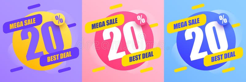 20 Percent Off. Discount Creative Composition. Mega Sale Stock Vector ...