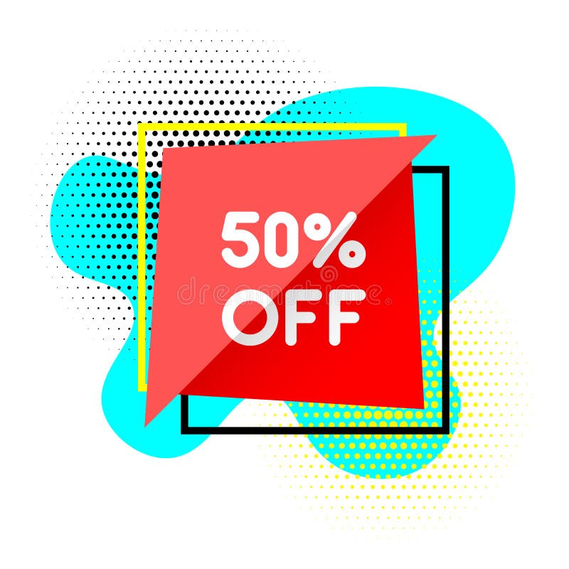 50 Percent Off Emblem. Vector Template. Sale Sticker Design. Stock ...