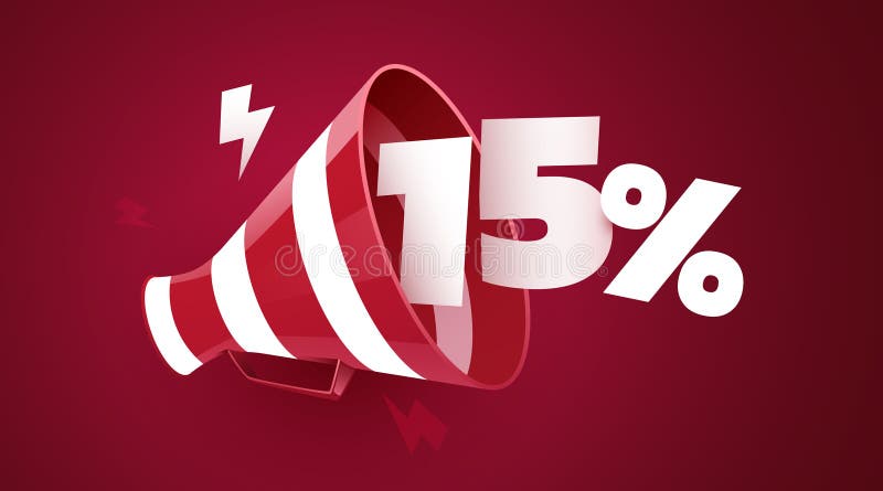 15 Percent Off. Sale Banner with 3D Megaphone Stock Vector ...