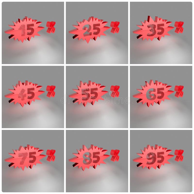 Percent, Off, Sale, Promotinal 3D Signs Collection Stock Illustration ...