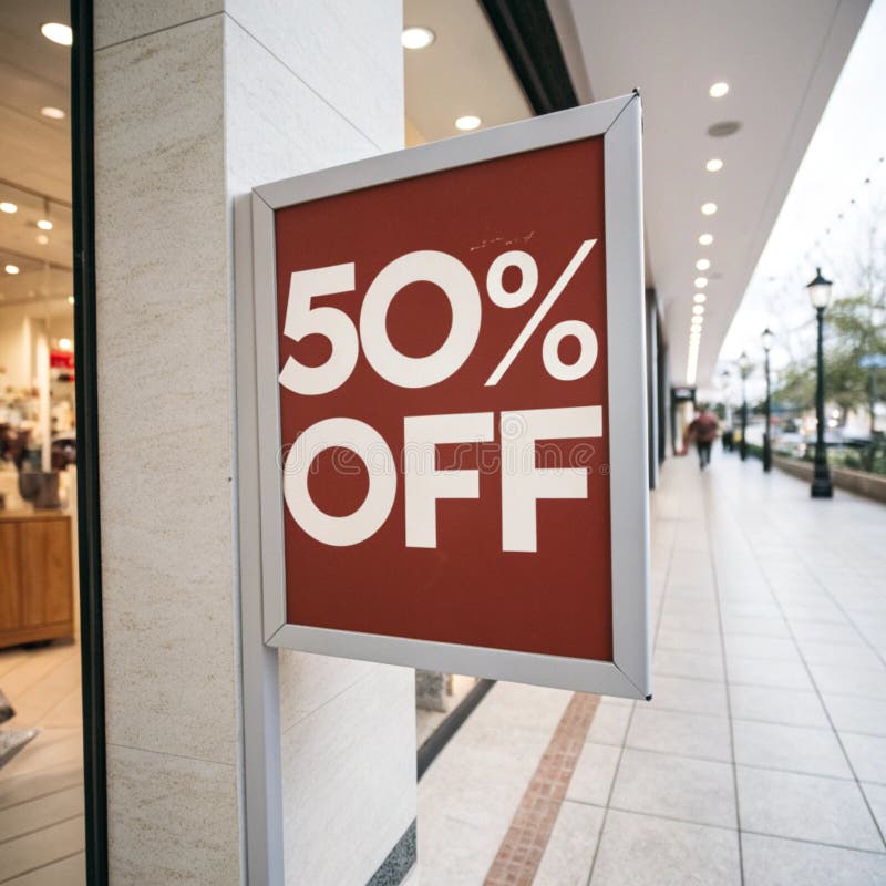 50 Percent Off Sign Isolated on White Background Stock Illustration ...