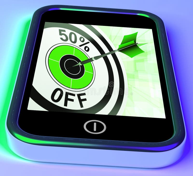 50 Percent Off on Smartphone Showing Great Offers Stock Illustration ...