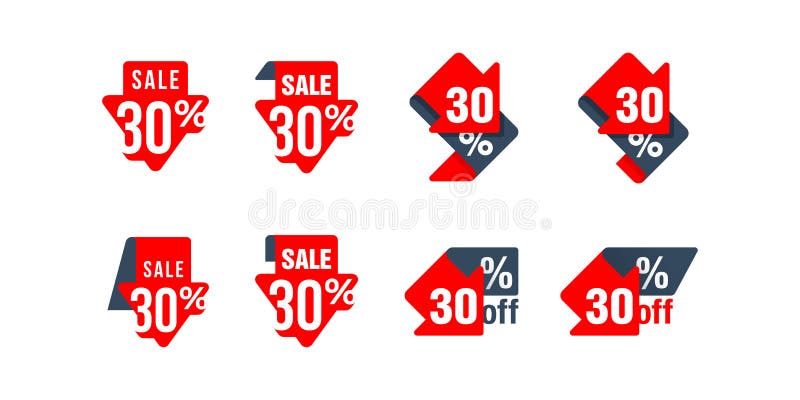 30 Percent Off Sticker in Six Different Variations Stock Vector ...