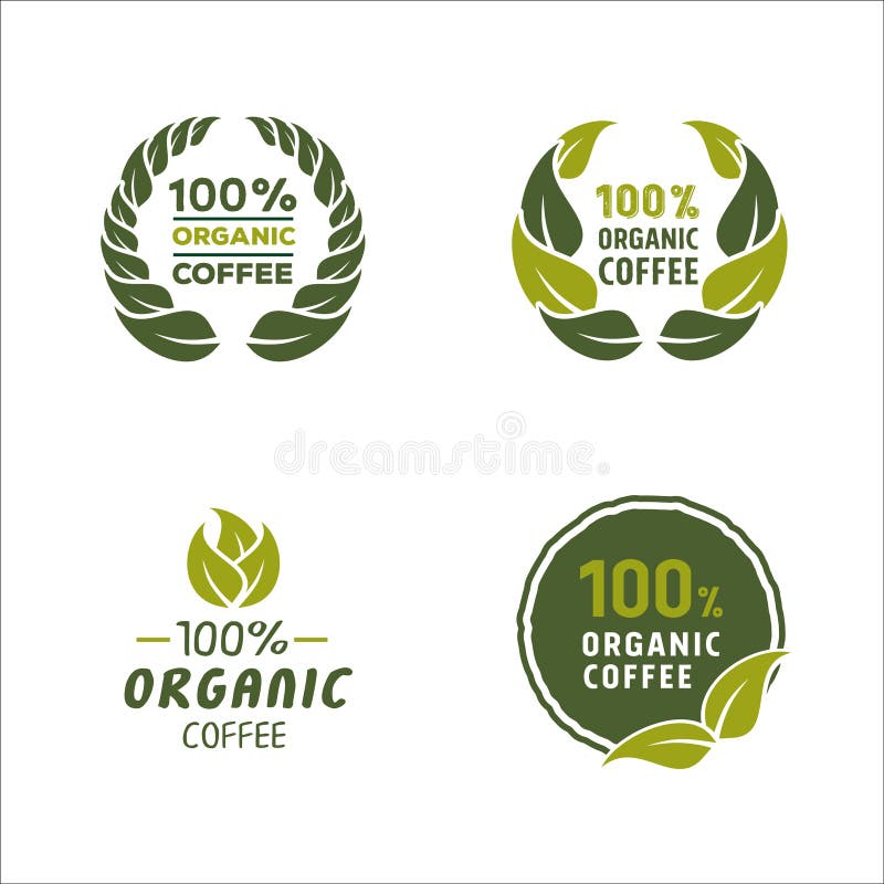 100 Percent Organic Coffee Logo and Sign Stock Vector - Illustration of ...
