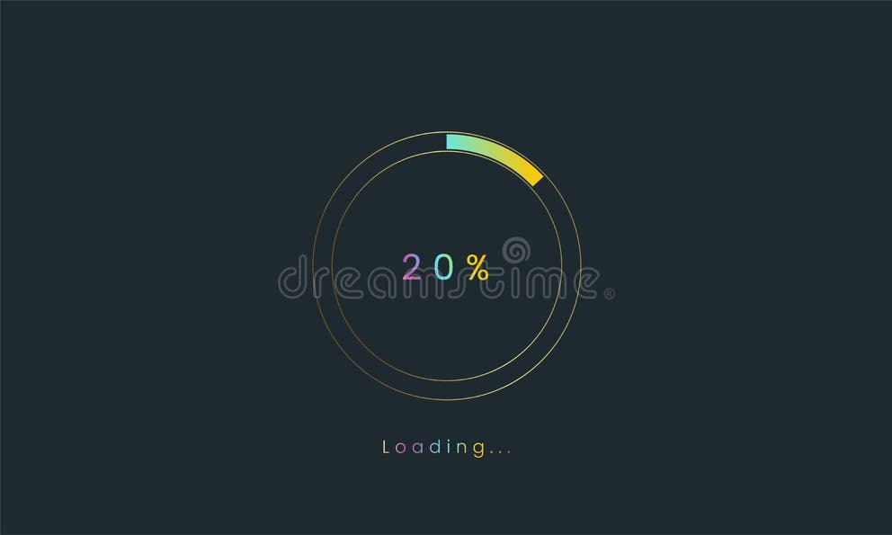 20 Percent Rainbow Loading Bar, Uploading Bar for User Interface, Colorful Futuristic Loading ...