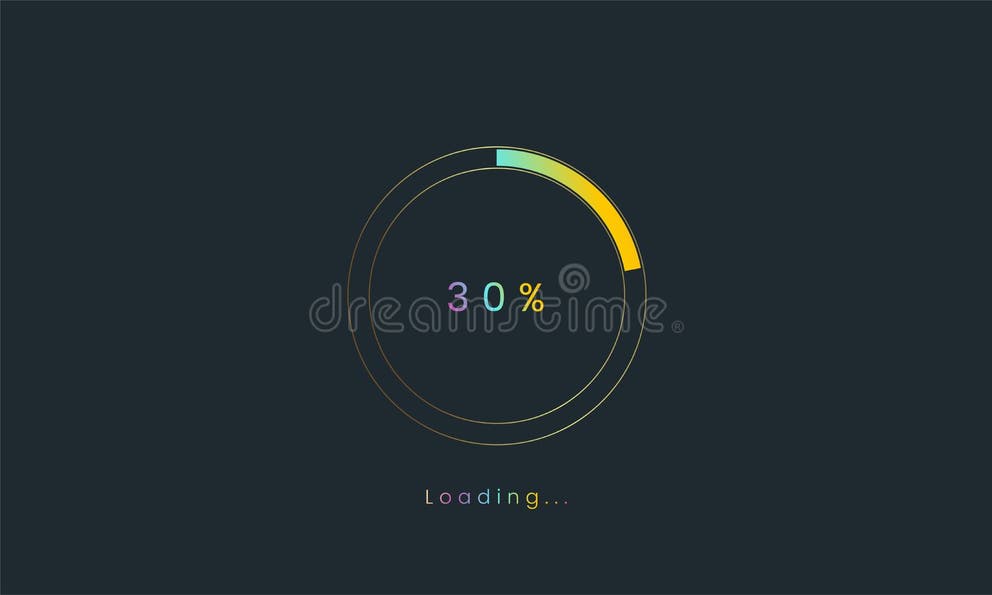 30 Percent Rainbow Loading Bar, Uploading Bar for User Interface, Colorful Futuristic Loading ...