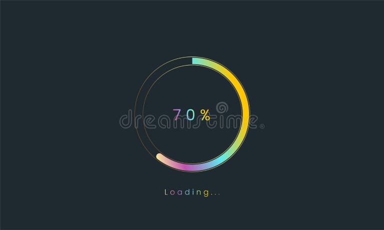 70 Percent Rainbow Loading Bar, Uploading Bar for User Interface, Colorful Futuristic Loading ...