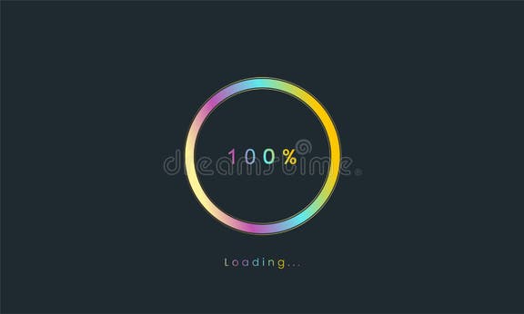 100 Percent Rainbow Loading Bar, Uploading Bar for User Interface, Colorful Futuristic Loading ...