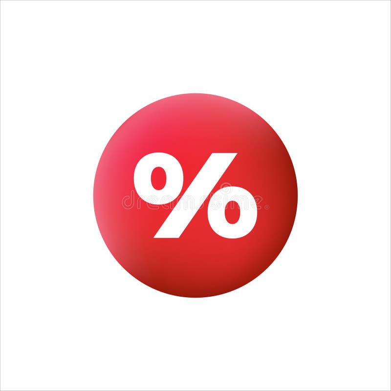 Percent Red Circle 3d Banner Vector Stock Vector - Illustration of ...