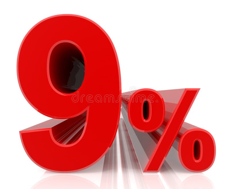 9 percent red 3d stock illustration. Illustration of mall - 161028909