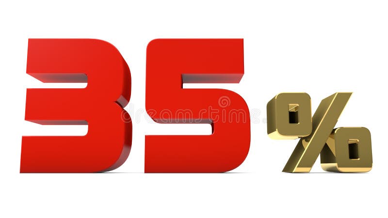 35 Percent Red and Gold Text Isolated on White Stock Illustration ...