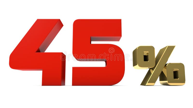 45 Percent Red and Gold Text Isolated on White Stock Illustration ...