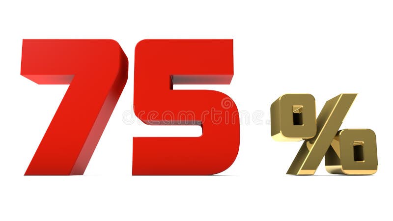 70 Percent Red and Gold Text Isolated on White 3d Render Stock ...