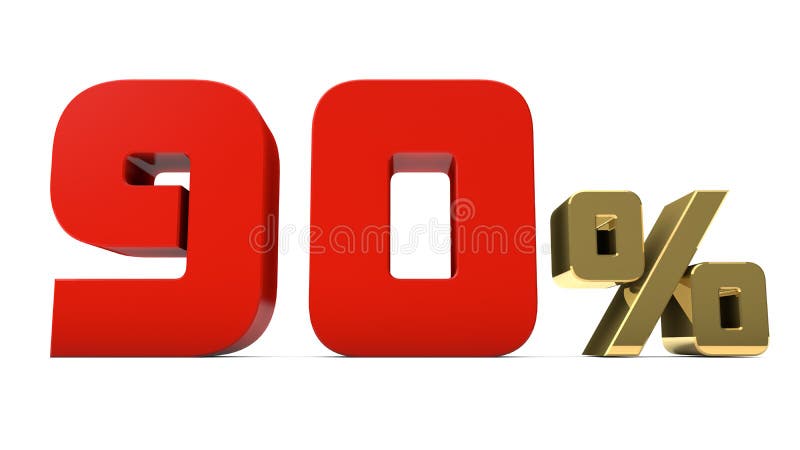 90 Percent Red and Gold Text Isolated on White Stock Illustration ...