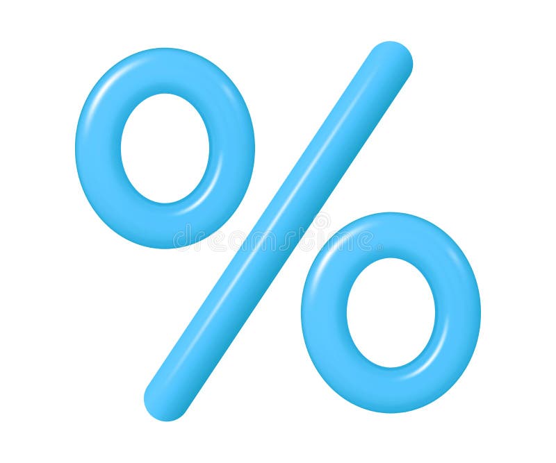 Percent Sign Blue on White Background. 3d Vector Illustration. Isolated ...