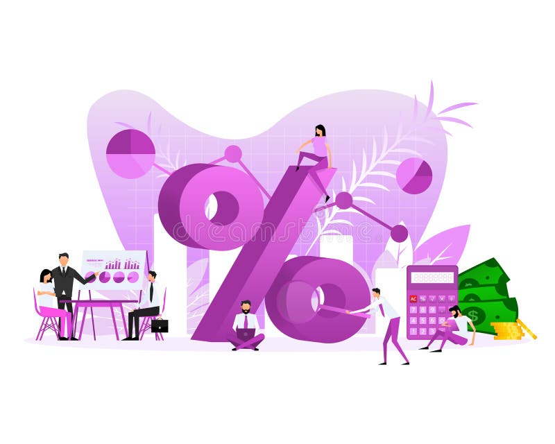 Percent Sign with Flat Style People. Vector Illustration Stock Vector ...