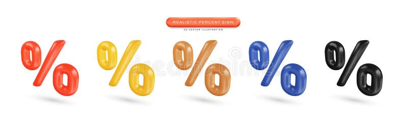 Percent Sign Realistic 3d Vector Illustration Stock Vector ...