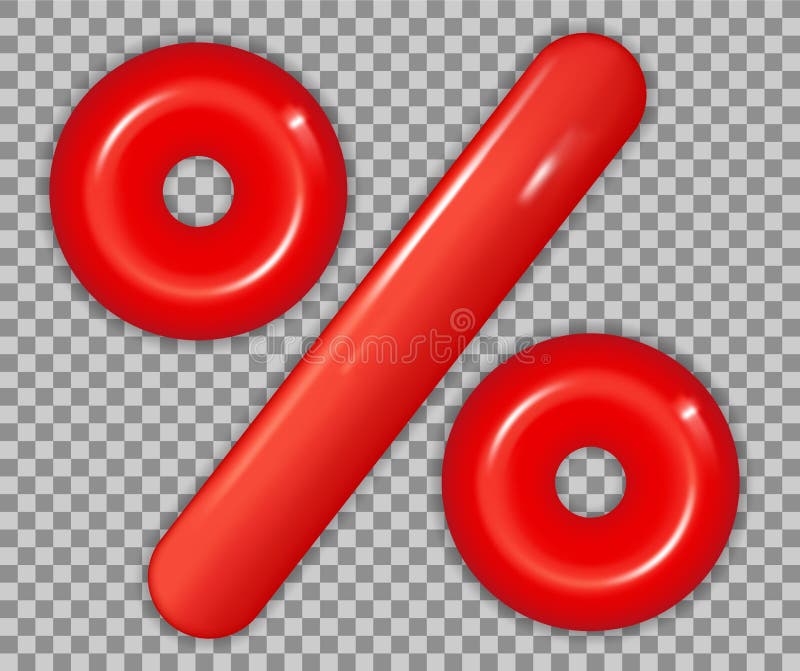 Percent Sign Red with Shadow. 3d Vector Illustration. Isolated. Stock ...