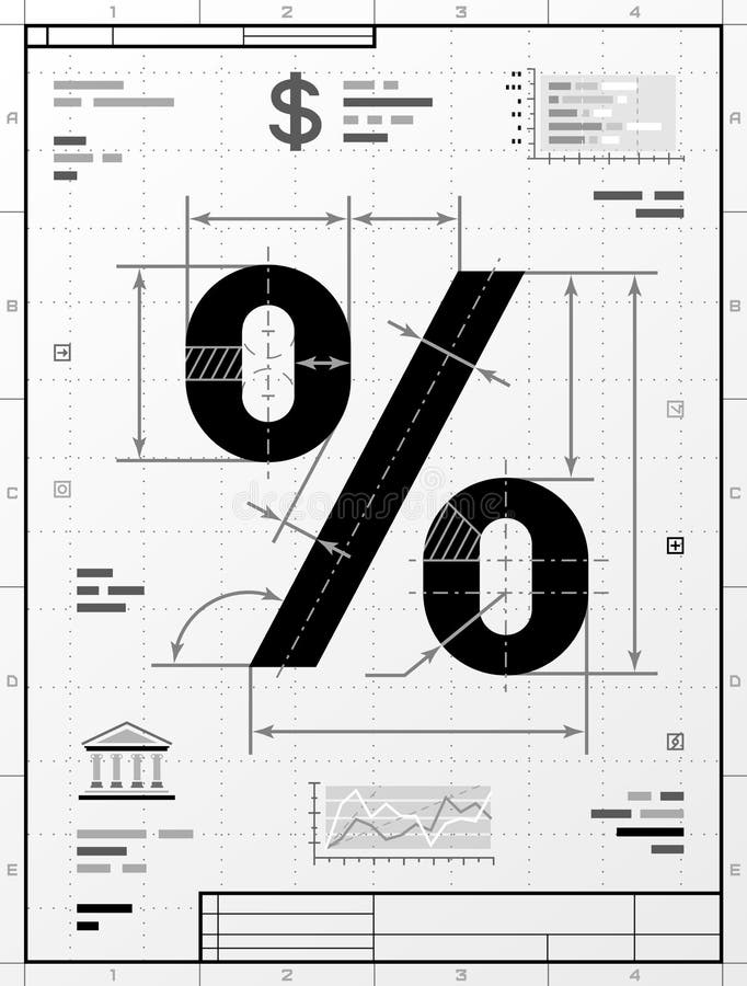 Percent Symbol with Dimension Lines Stock Vector - Illustration of ...