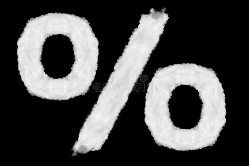 Percent Symbol Shape Font Made of Cloud on Black Stock Image - Image of ...