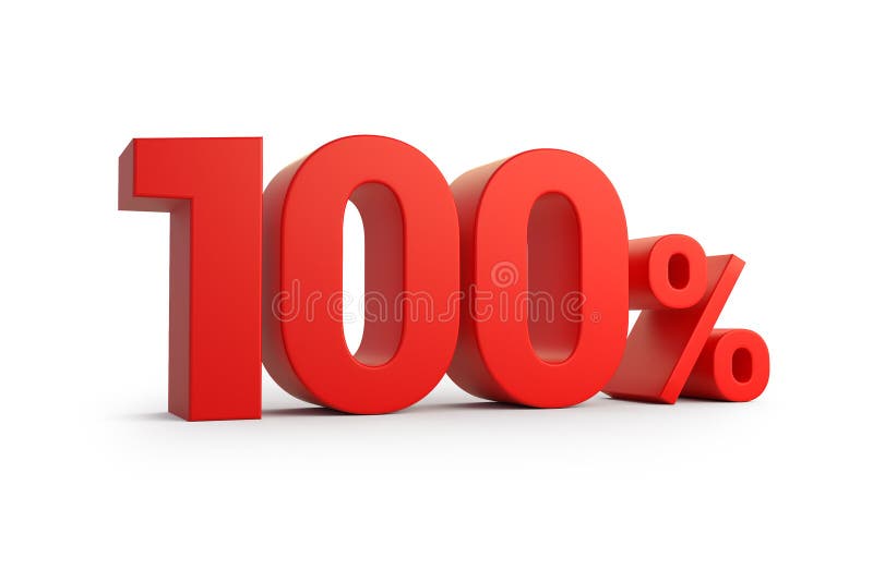 100 Percent Text 3d Rendering on White Background. 3d Rendering.3d ...