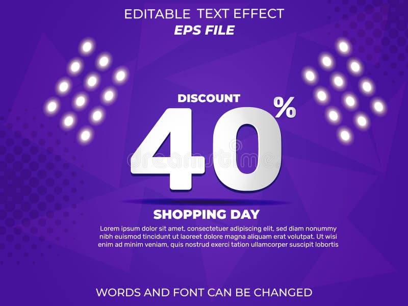 40 Percent Text Effect, Font Editable, Typography, 3d Text. Vector ...