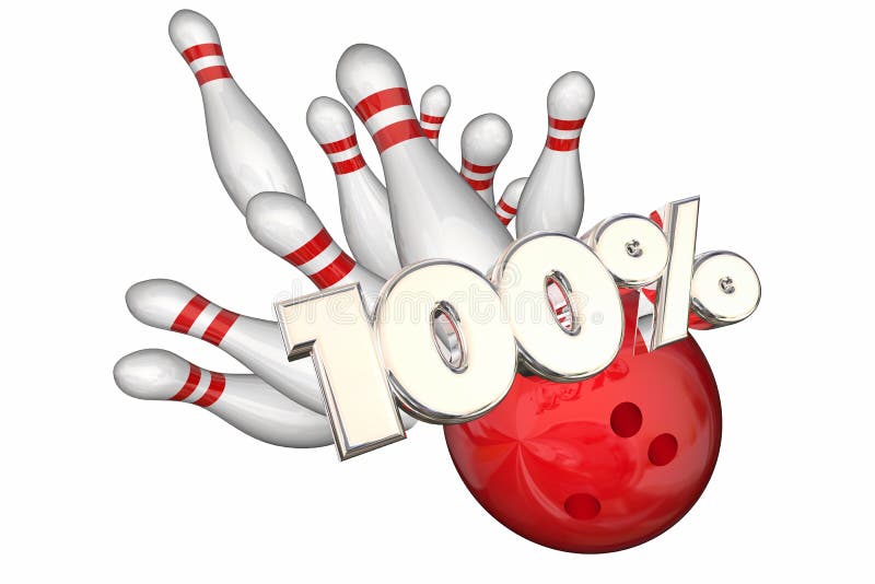 100 Percent Total Best Score Perfect Bowling Strike Stock Illustration ...