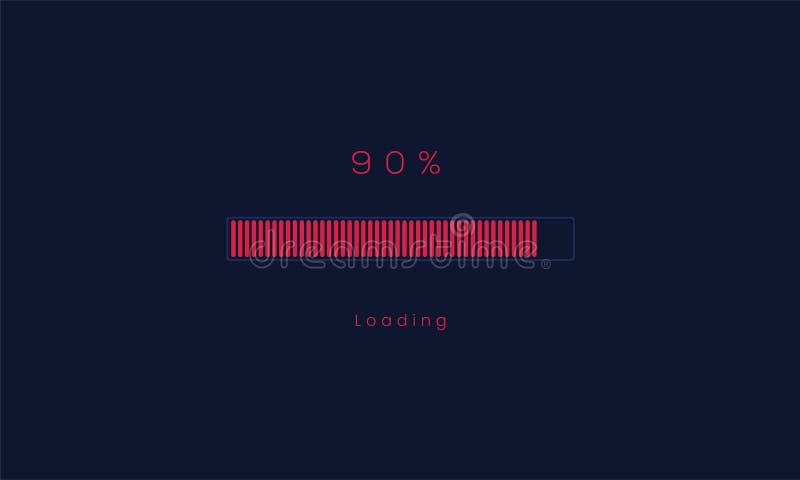 90 Percent Uploading Progress Bar, Red Loading and Processing Menu Bar ...