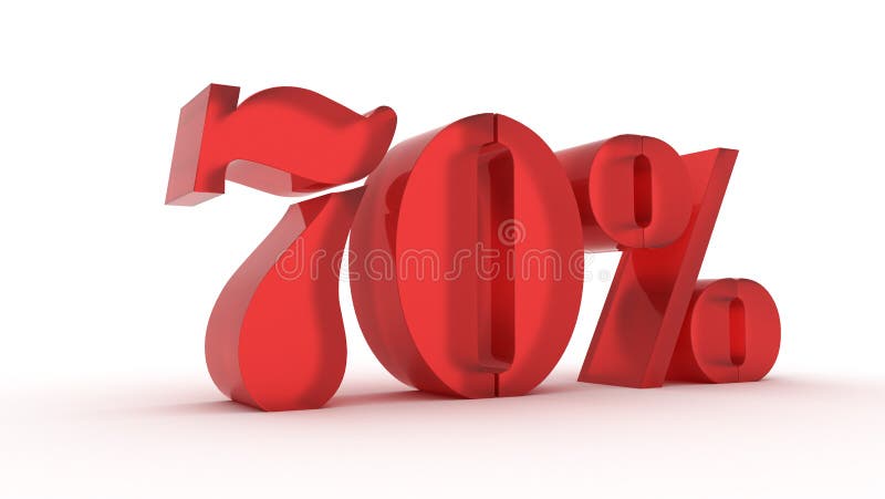 70 Percent on White Background - 3D Rendered Image Stock Illustration ...