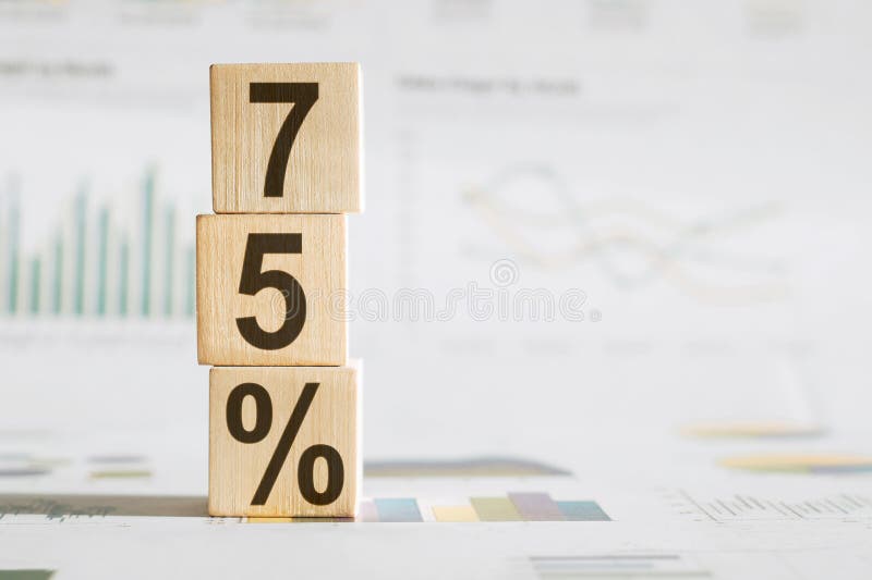 75 Percent Word Written Wooden Cubes White Background Stock Photos ...
