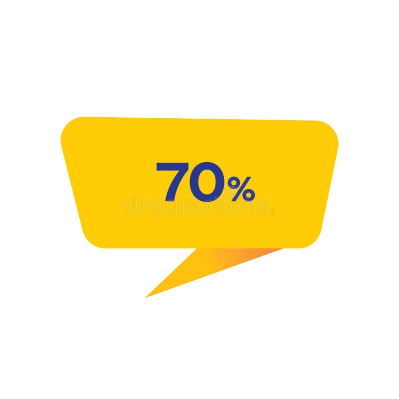 70 Percent - Yellow Speech Bubble. Button, Sign, Label, Icon, Tag ...