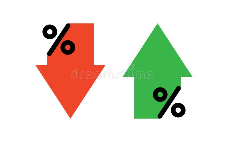 Percentage Arrow Up and Down Icon. Percent Flat Icon. Price Increase, Decrease. Business Simple ...