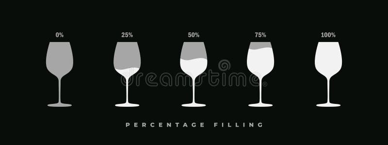 Percentage of Glass Filling. Wine Glass Icon Stock Illustration ...