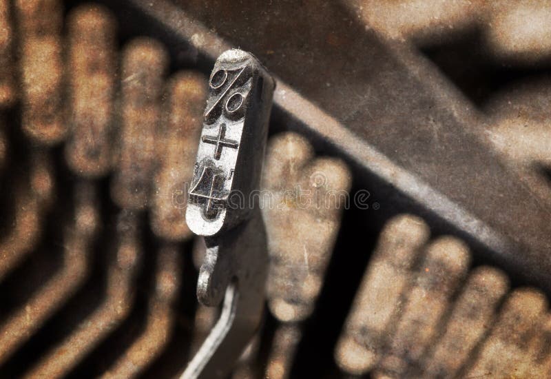 4 and Percentage Hammer - Old Manual Typewriter - Warm Filter Stock ...