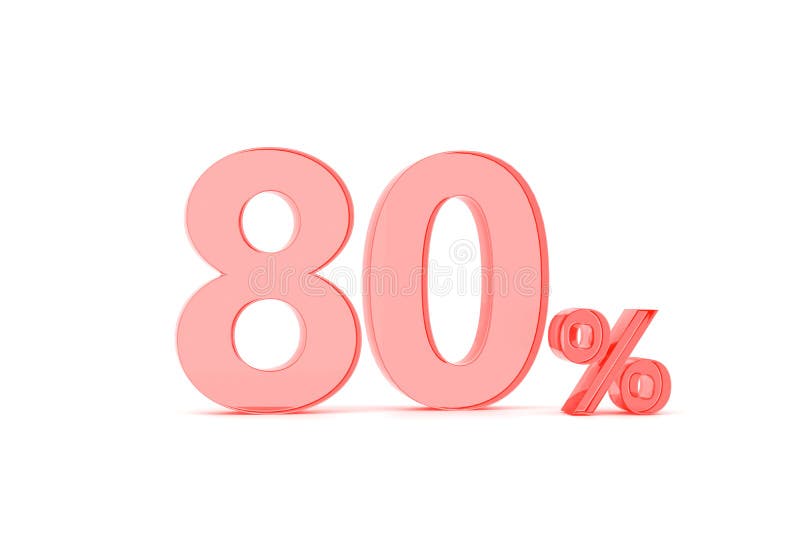 Percentage Icon 3D in Red Glass on White Background 3d Illustration ...